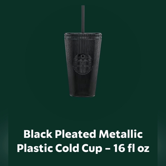 Starbucks | Kitchen | Nwt 224 Starbucks Black Pleated Metallic Cold Cup ...